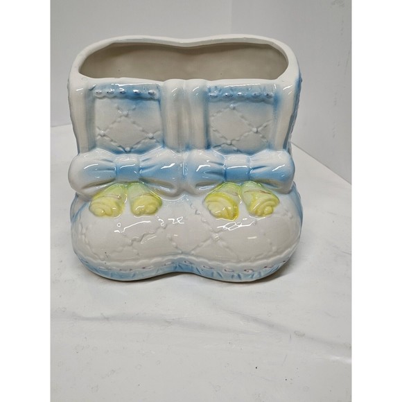 Accents | Vintage Ceramic Baby Booties Nursery Planter 1985 Blue And ...